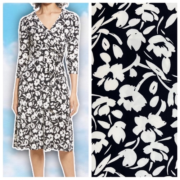 Eliza J | Dresses | Nwt Eliza J Floral Wrap Front Midi Dress Graphic ...